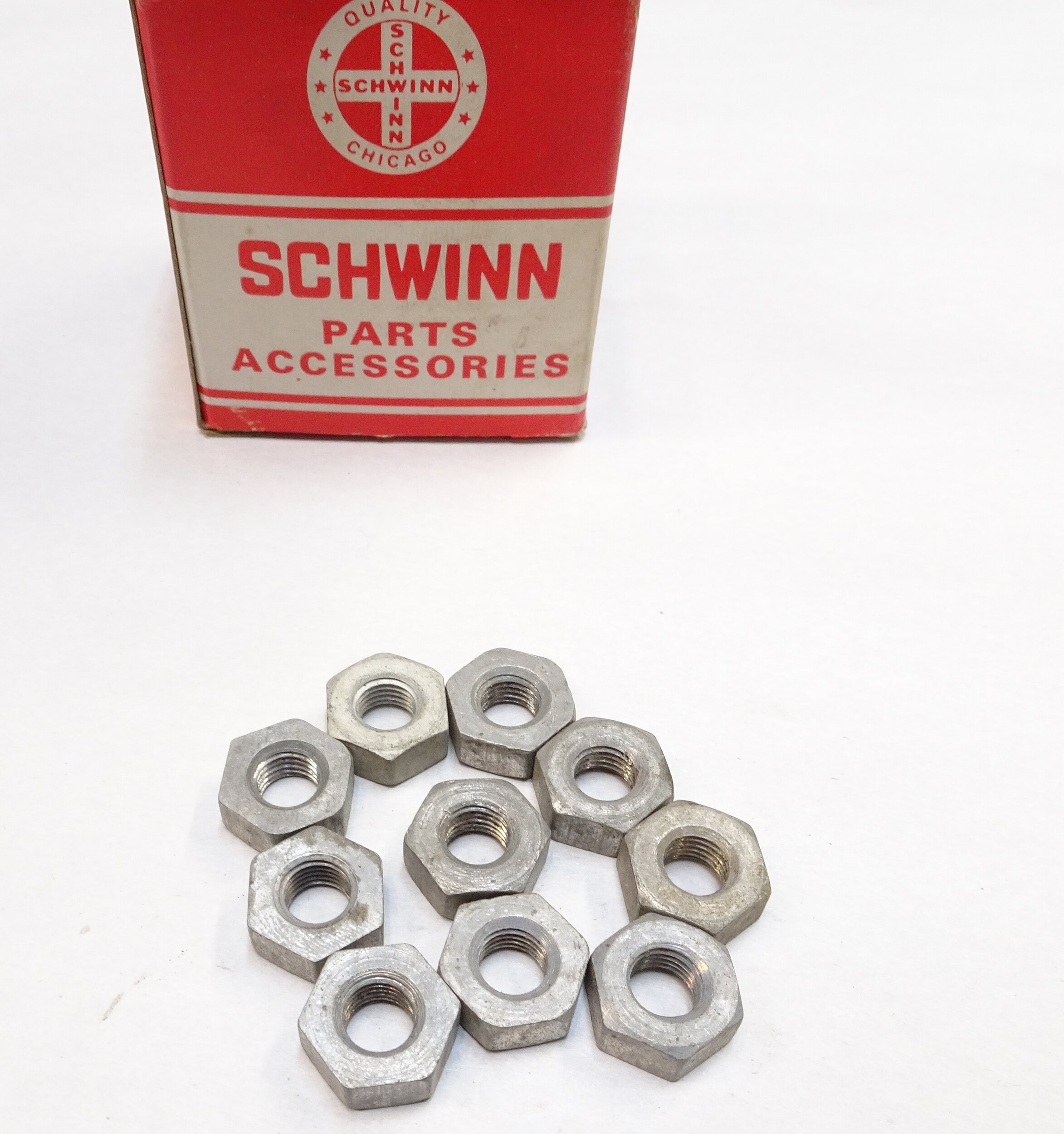 Sold - 10 Schwinn script front hub axle nuts | Archive (sold or ...