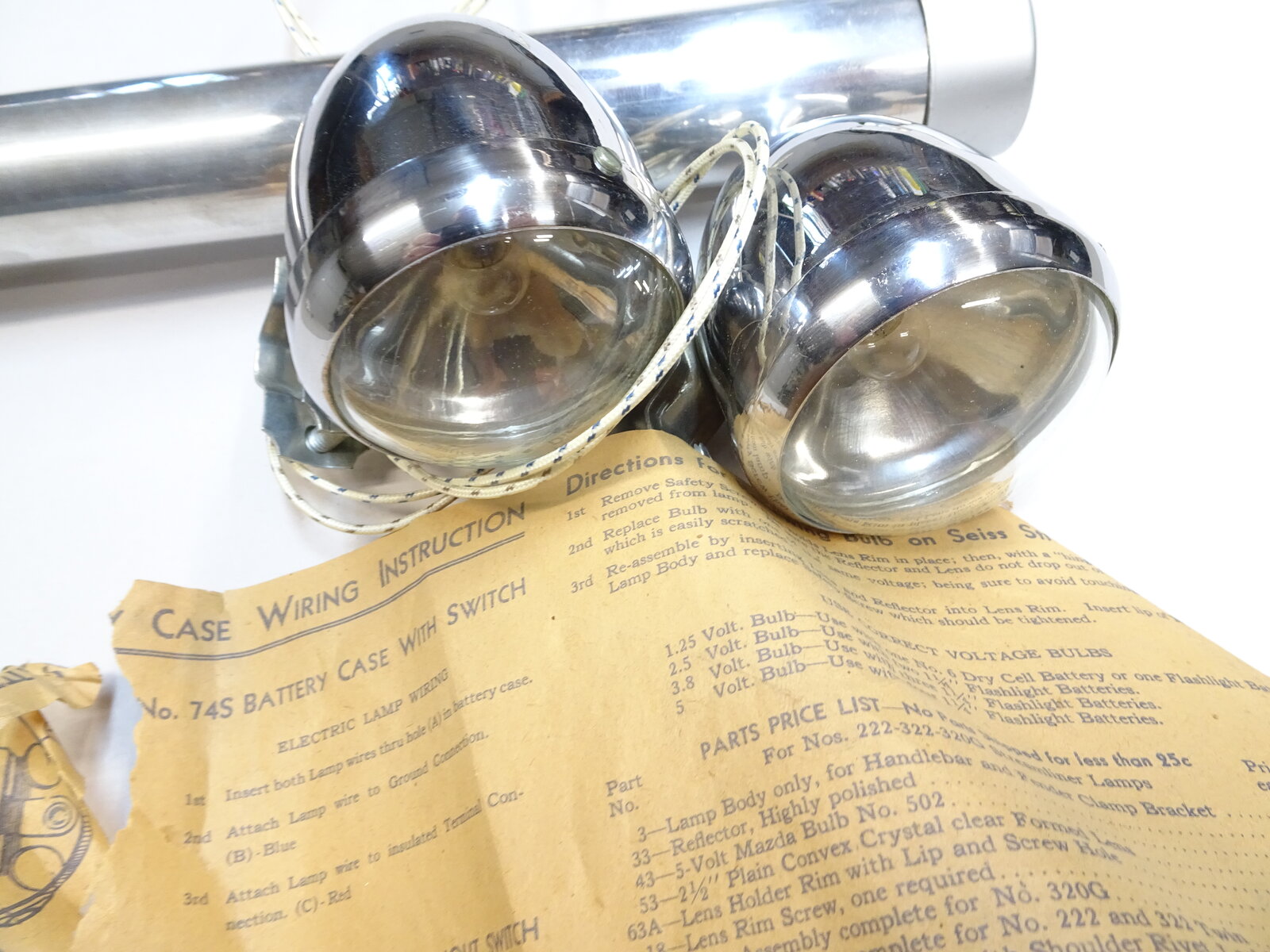 Sold - NOS Dual Seiss chrome handlebar light set with tube | Archive ...