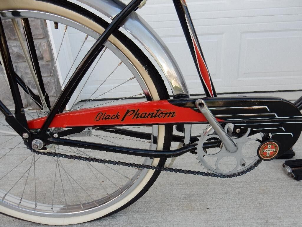 ALL ORIGINAL 1956 SCHWINN 26 INCH BLACK PHANTOM BICYCLE WITH PAPER WORK ...