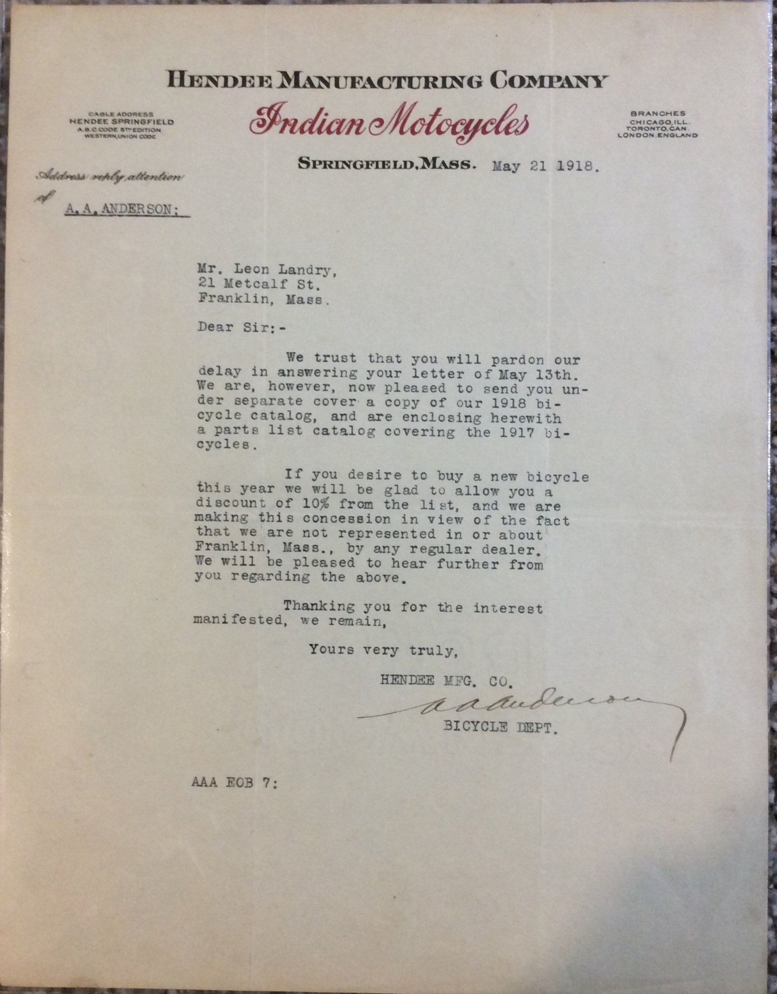 Hendee Mfg Co. / Indian Motocycle Co. Bicycles Information Thread ...