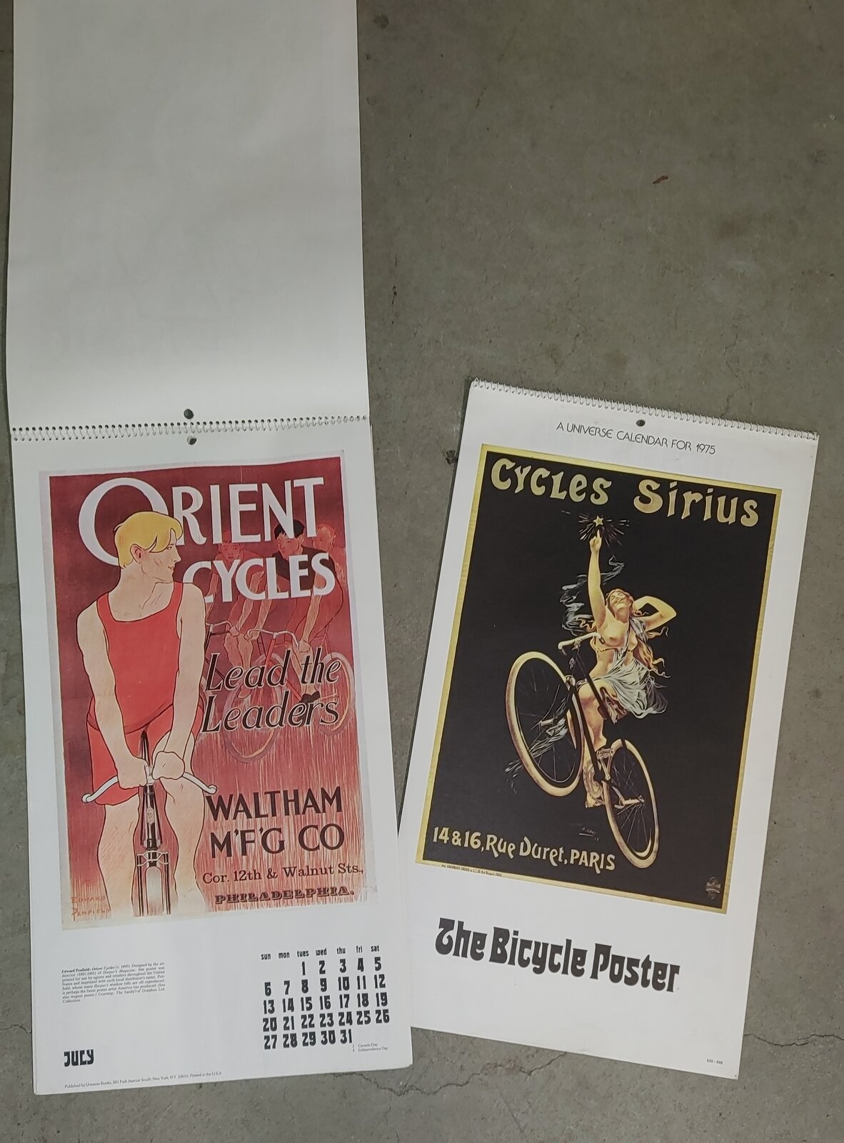two 1975 calendar with bicycle poster reproductions (11"x20") | Sell ...