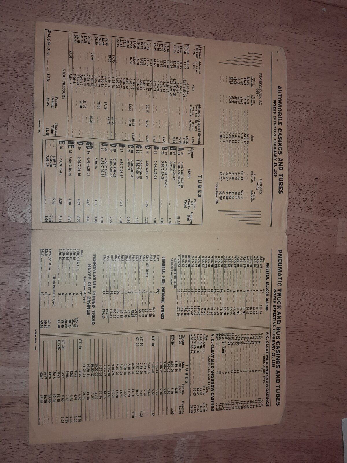 1939 Pennsylvania Tires and tube auto and bicycle tire brochures all ...