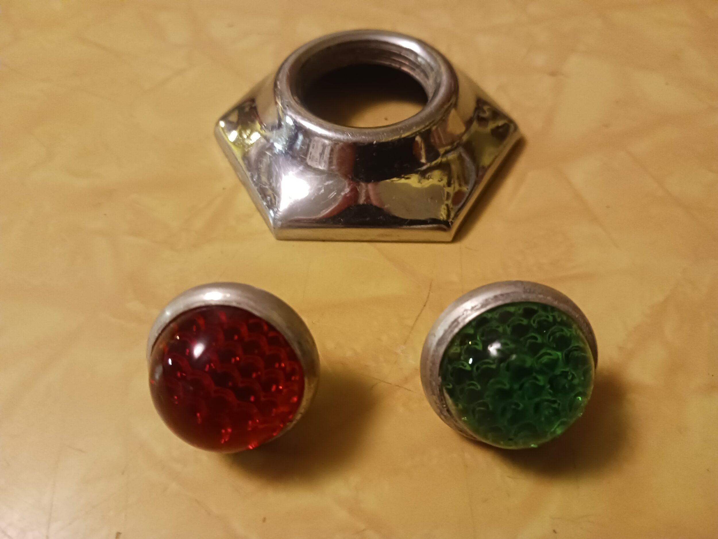 Sold - Vintage Red and Green Glass Reflectors | Archive (sold or ...