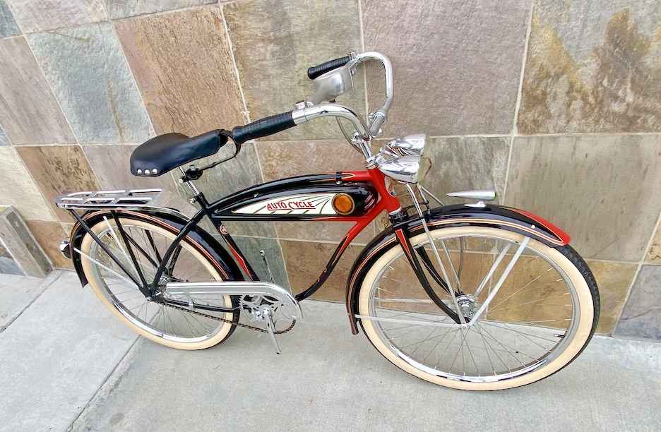 Sold - 1936 1st Year Super Deluxe Jewel Tank Autocycle/ restored bike ...