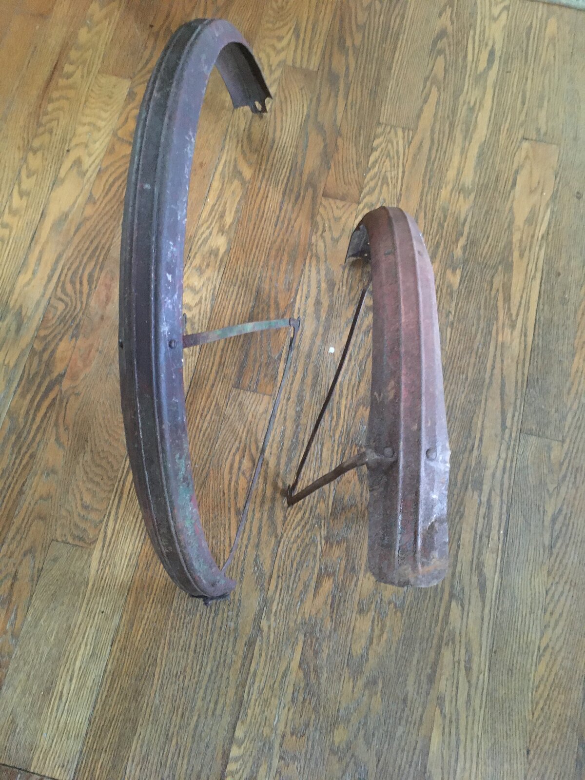 Sold - Pair of 28” rain gutter fenders with stays solid but surface ...