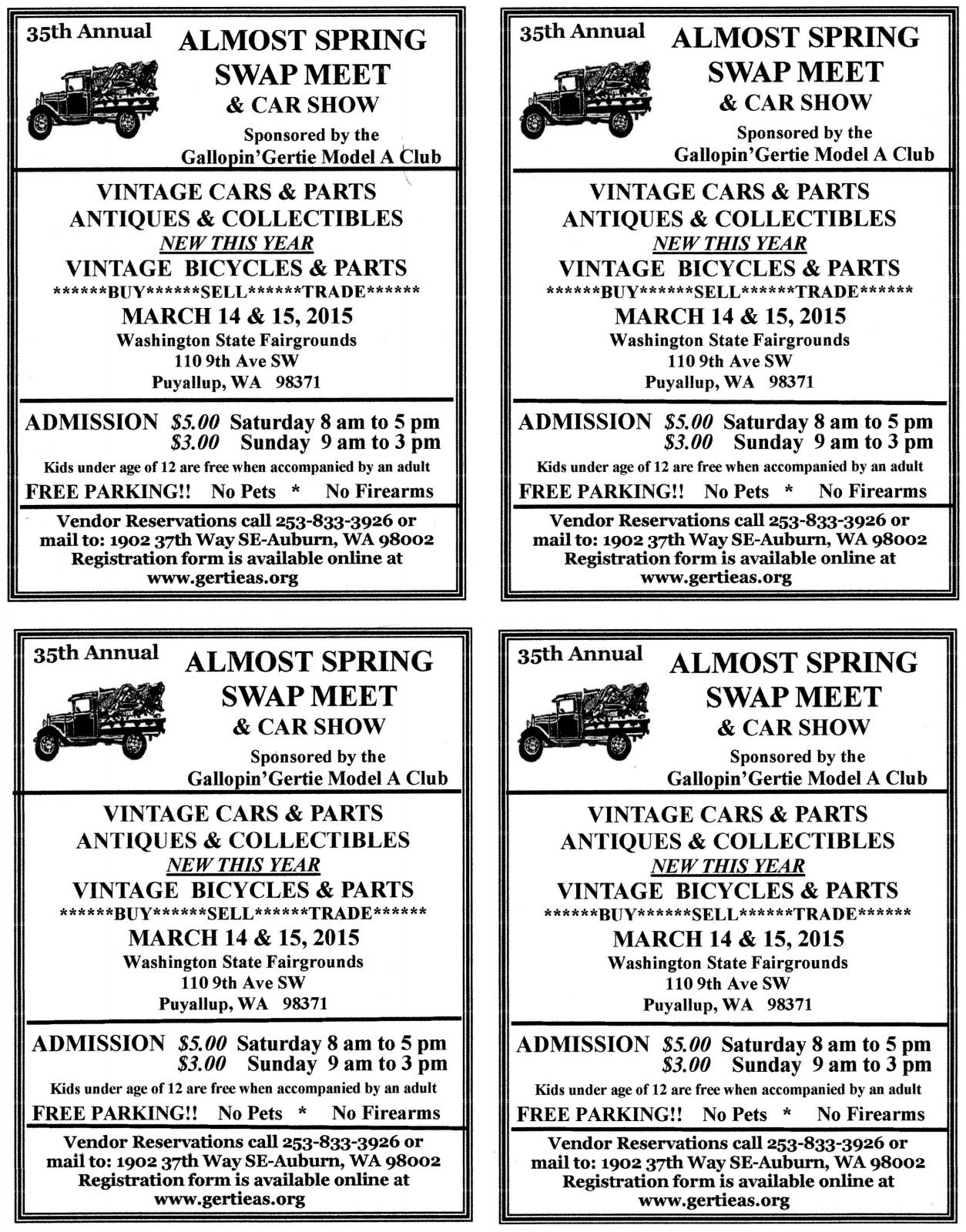 Almost spring model a and bicycle swap meet -march 14th-puyallup ...