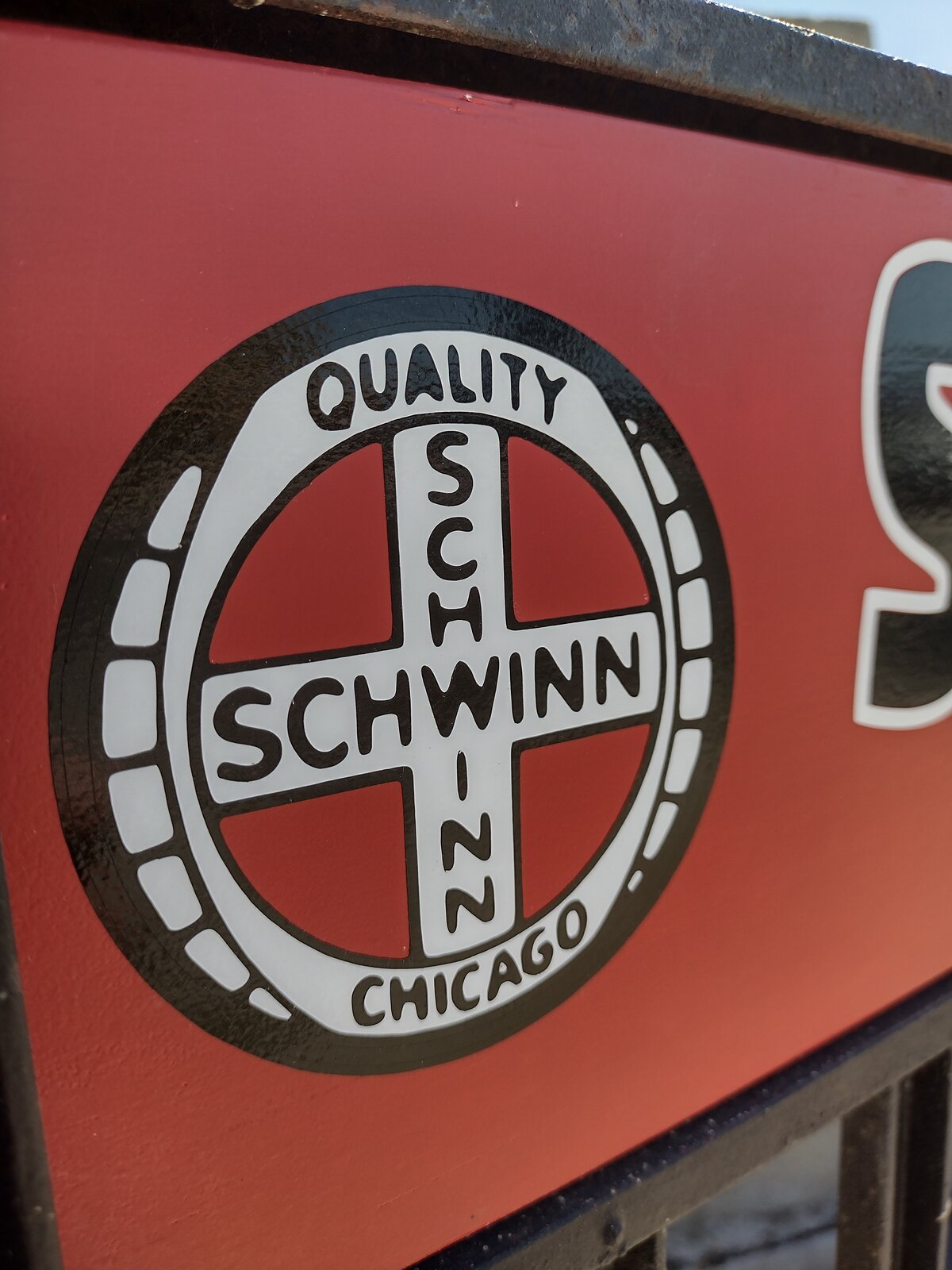 Vintage iron bicycle rack "Schwinn built" double sided sign | Sell ...