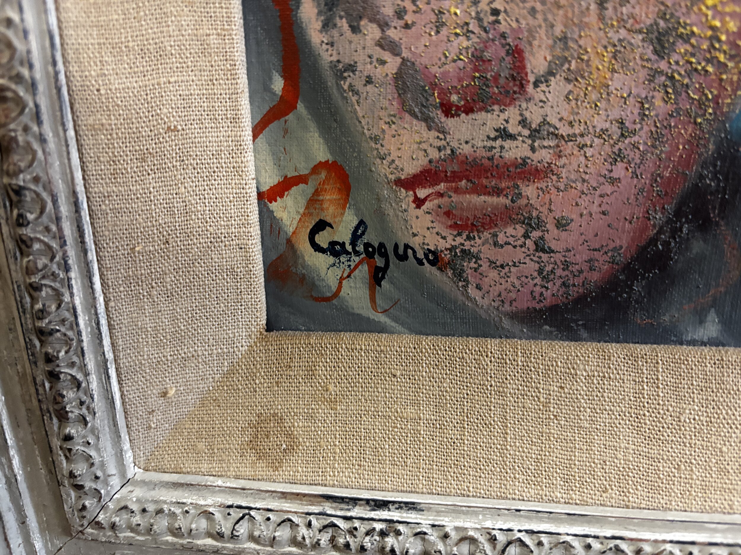 Italian Surrealist Jean Calogero original Oil Painting of Young Girl ...