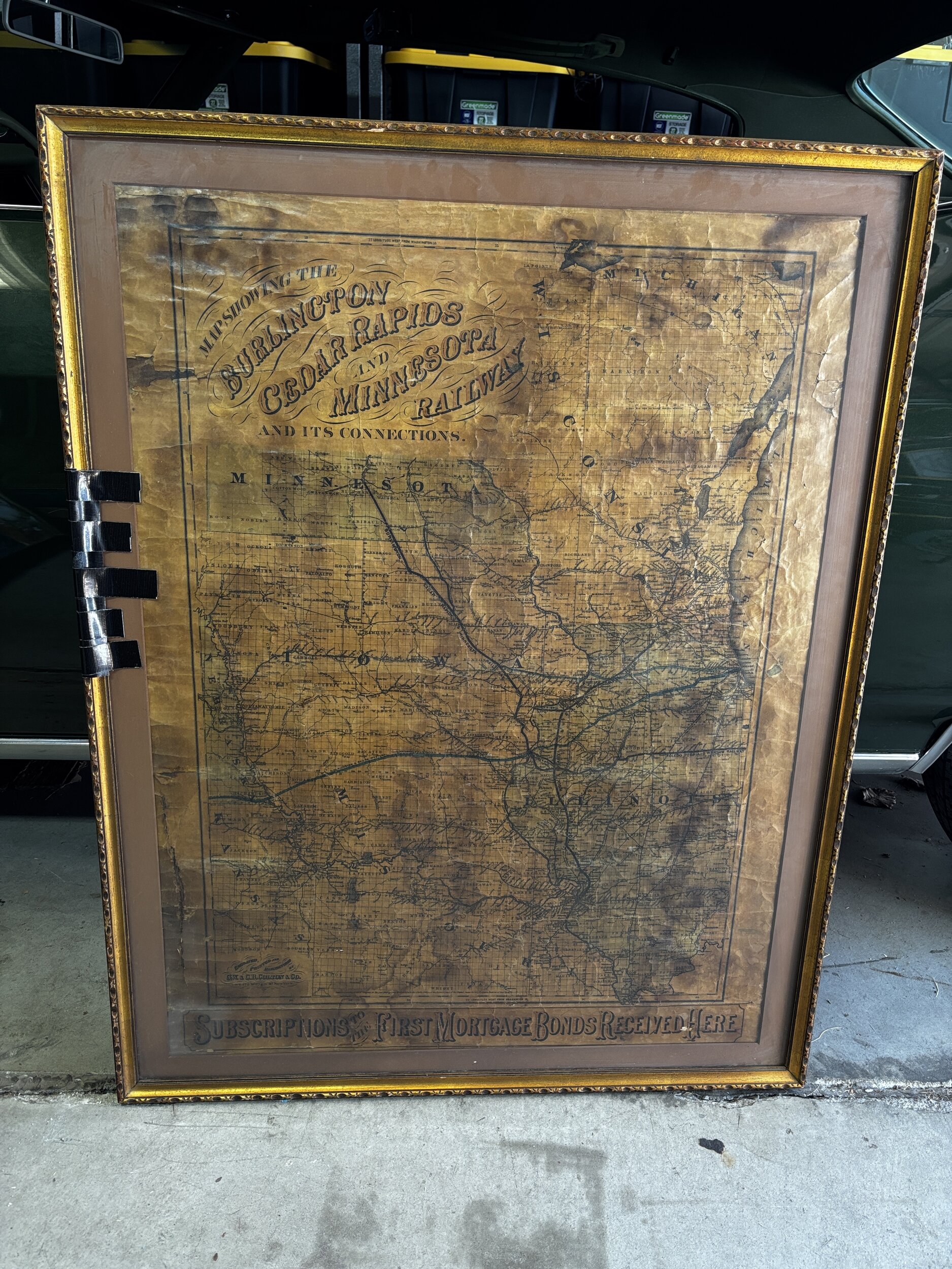 1868 Antique vintage Map showing THE Burlington CEDAR RAPIDS and ...