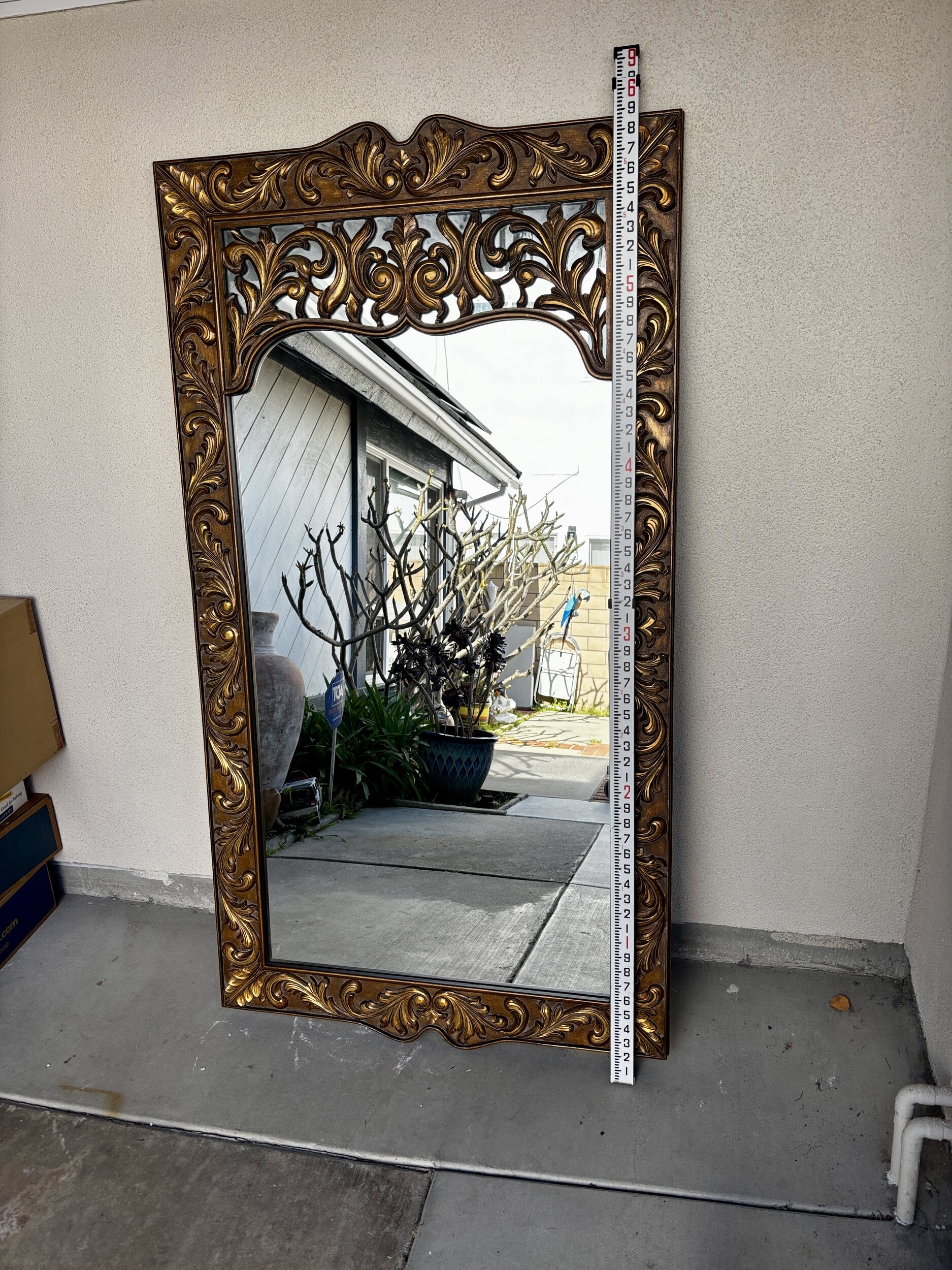 6 foot tall Large mirror gold wood frame. Ready to wall hang | Sell ...