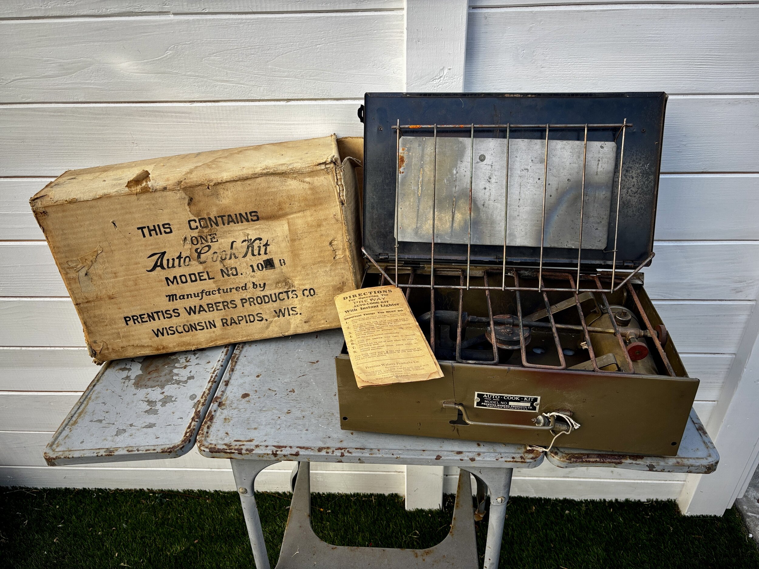 Antique camp stove oven 1920s PRENTISS WABERS AUTO COOK KIT MODEL # 10 ...