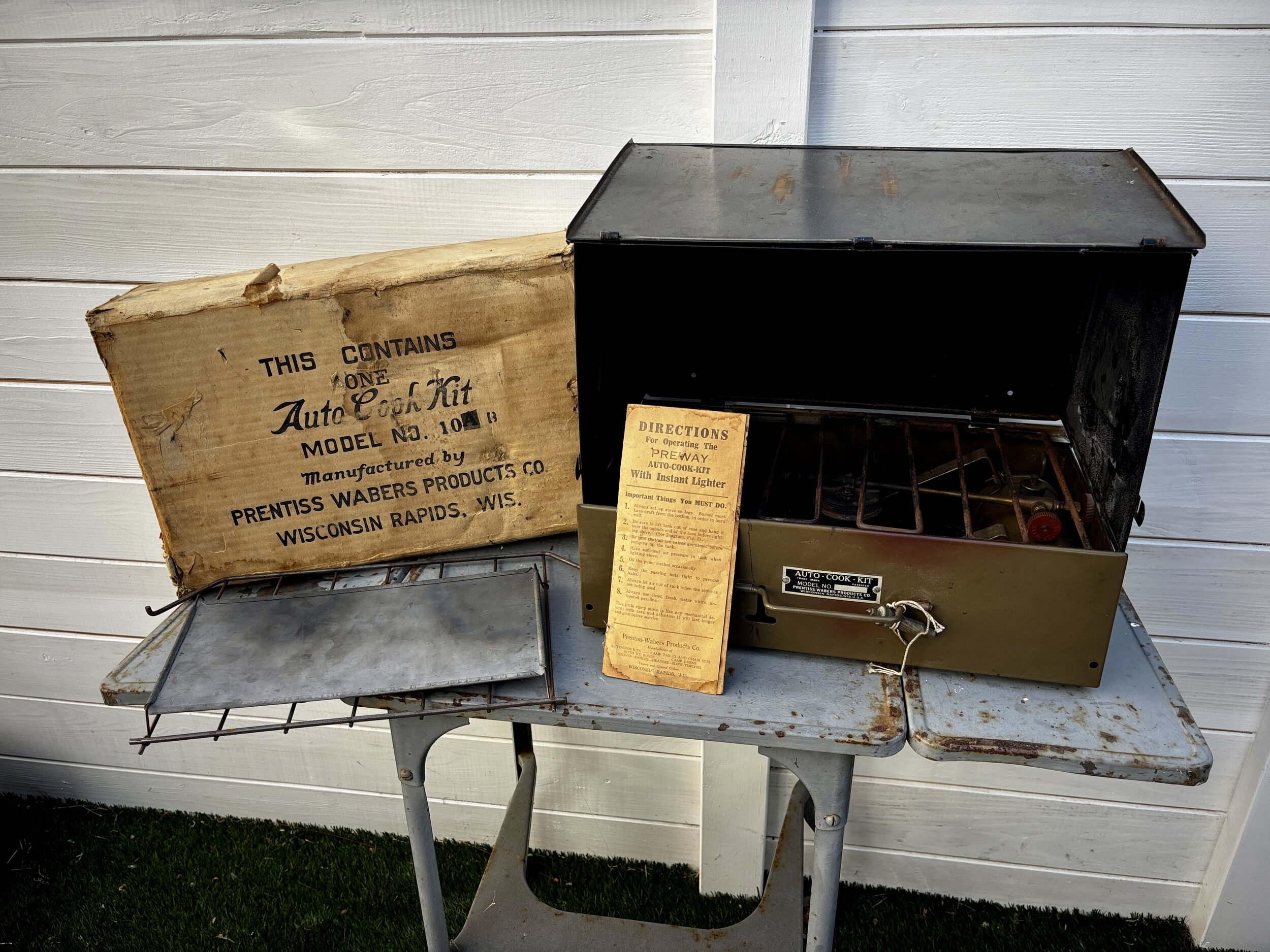 Antique camp stove oven 1920s PRENTISS WABERS AUTO COOK KIT MODEL # 10 ...