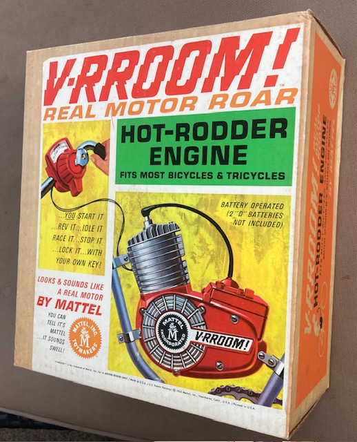 Sold - '63 Mattel V-RROOM Bicycle and NOS V-RROOM Hot-Rodder Engine ...