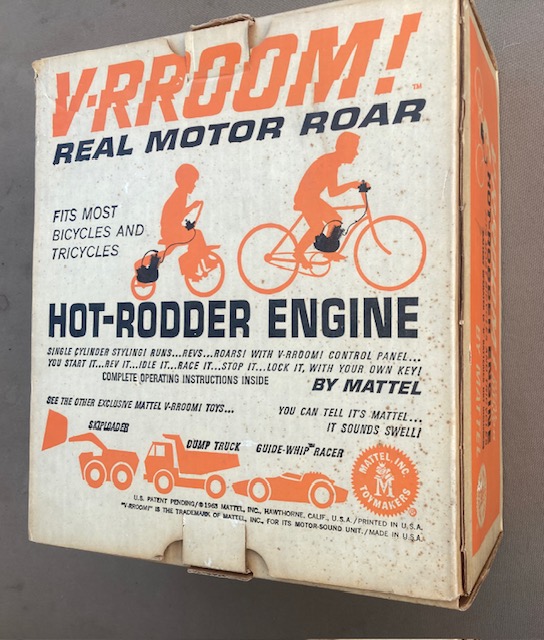 Sold - '63 Mattel V-RROOM Bicycle and NOS V-RROOM Hot-Rodder Engine ...