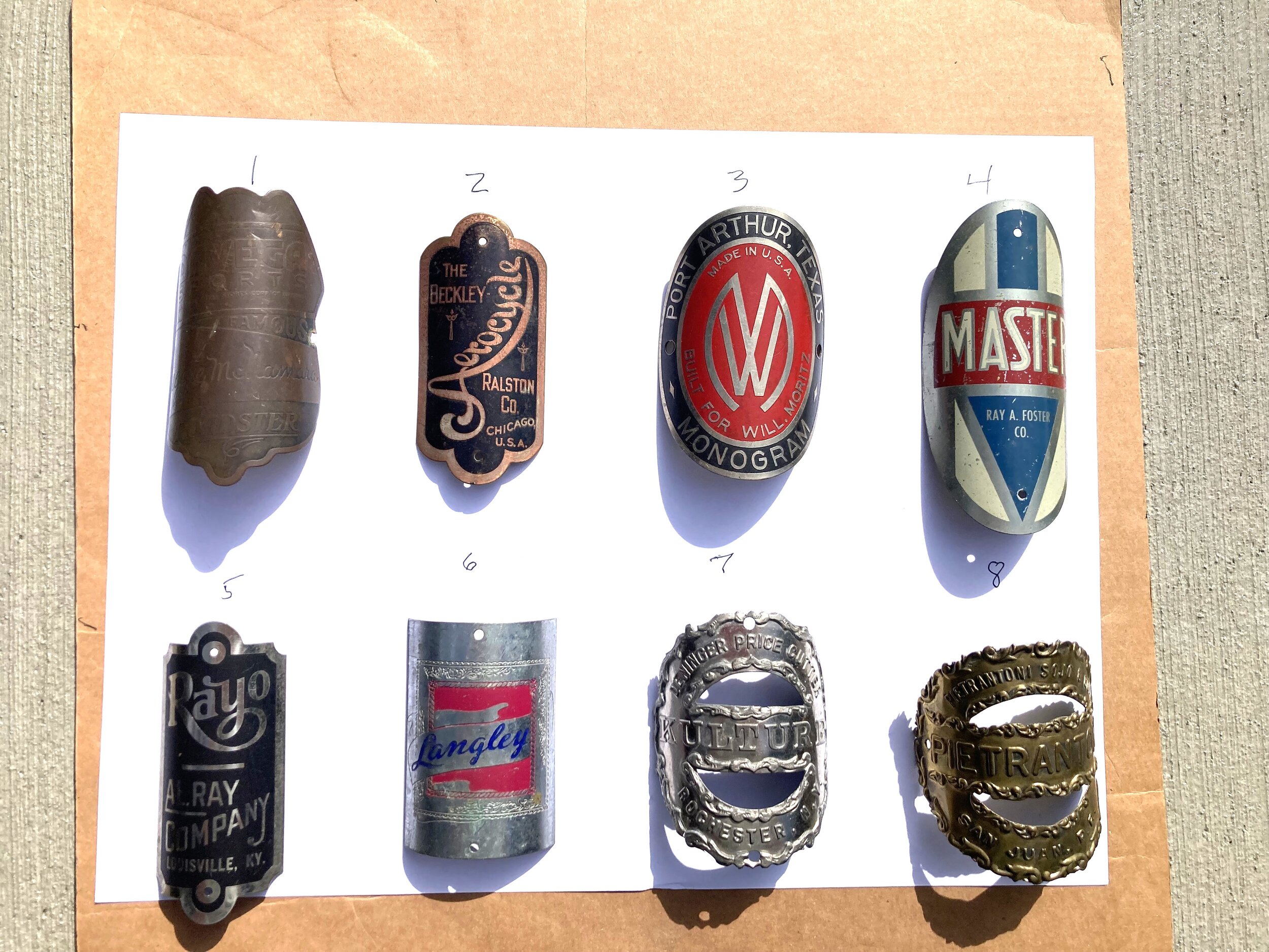 Withdrawn - Reggie McNamara, Langley, Rayo, Kulture, Master head badges ...