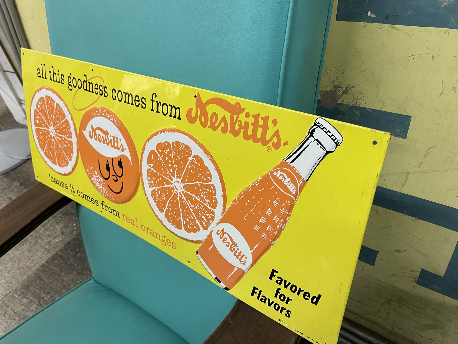 Sold - 1950s Nesbitt’s Orange Soda Sign All The Goodness Comes From ...