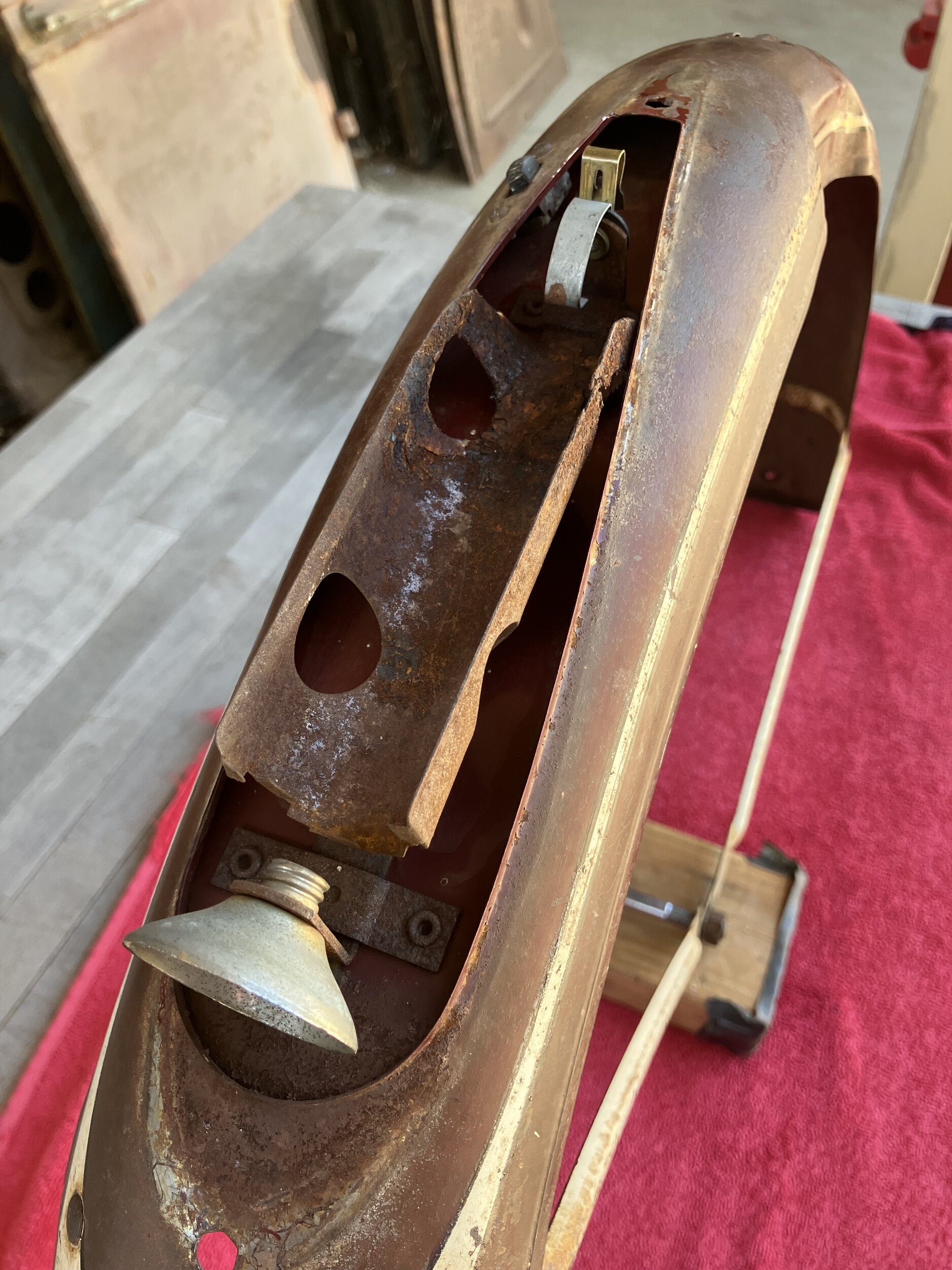 1941 Schwinn Auto-Cycle front truss fork fender in original maroon ...