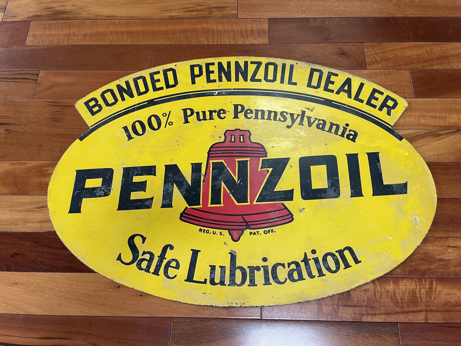 Sold - 1938 Porcelain Pennzoil metal Enamel Sign Double Sided bonded ...