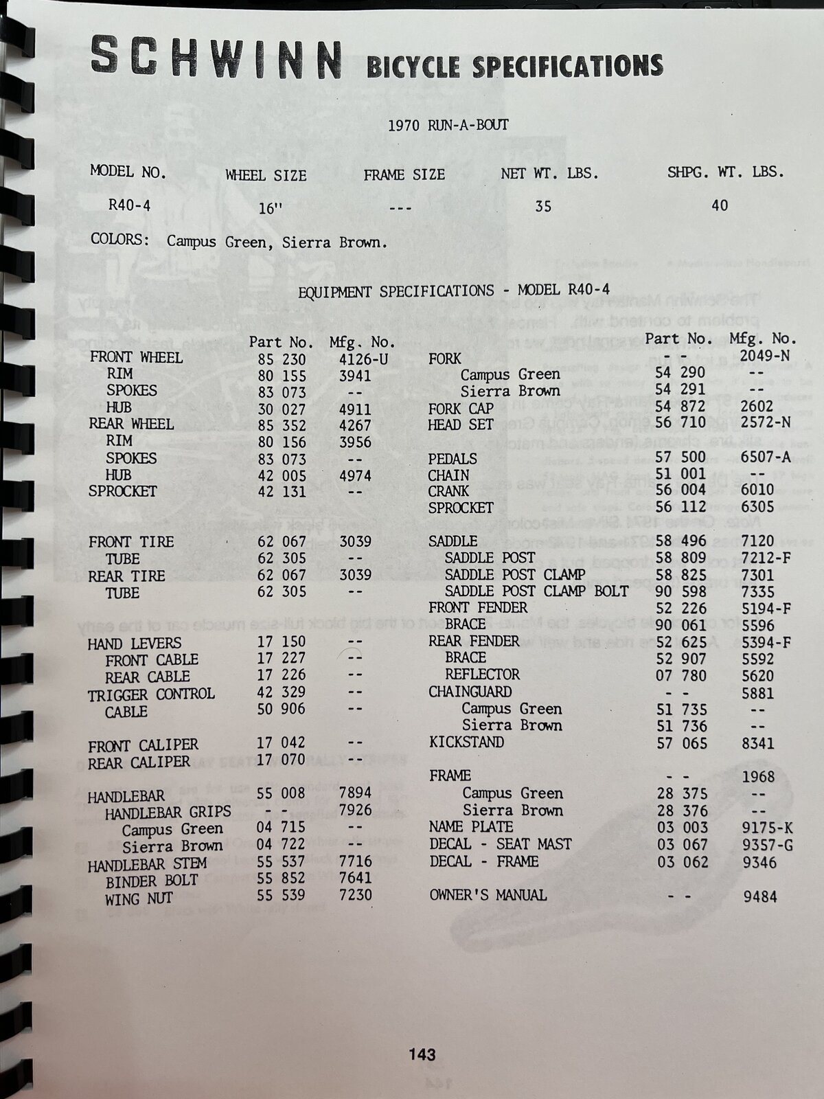 SCHWINN Built-In Kickstand Part Number Identification List | All Things ...