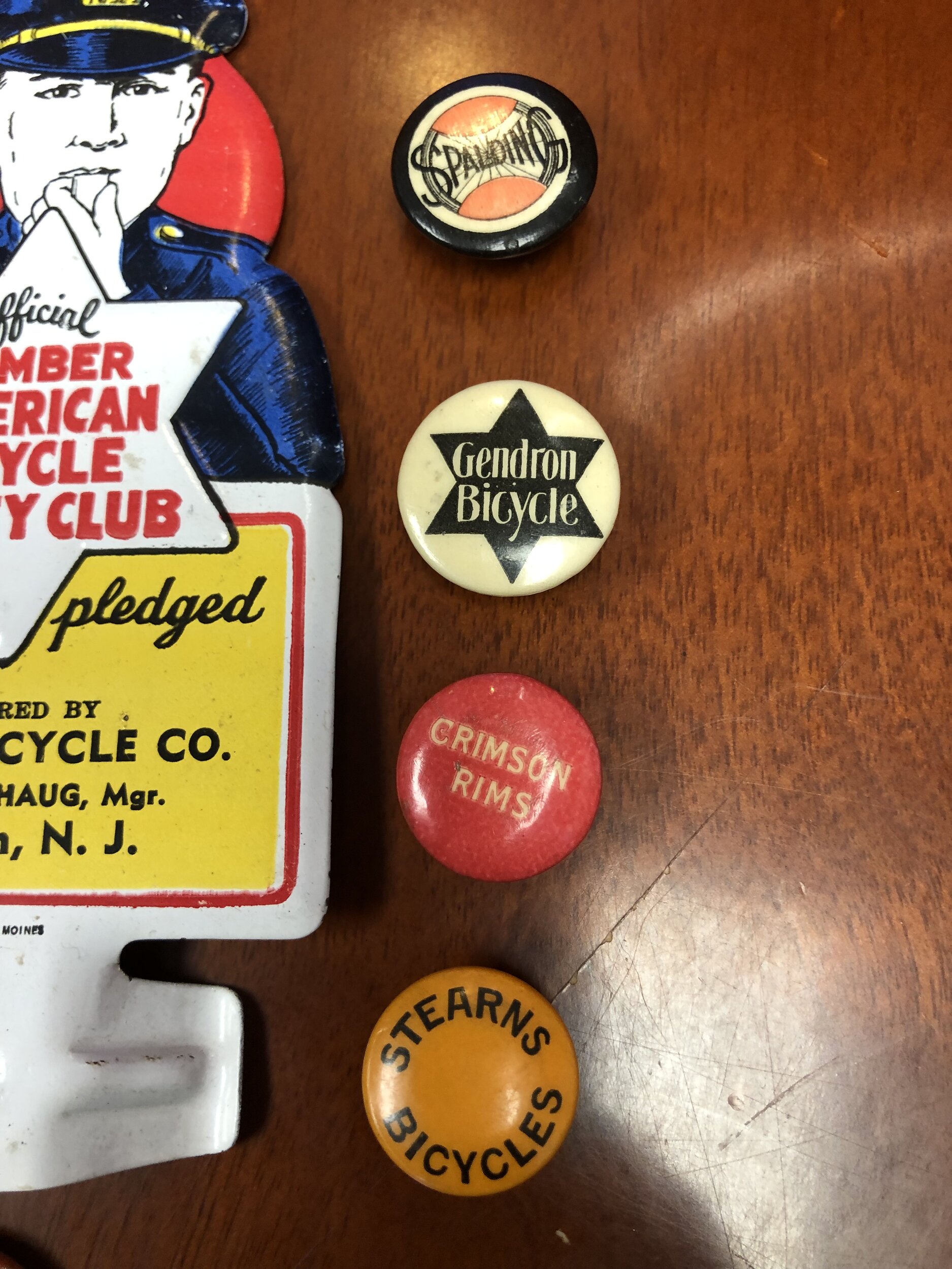 Early Bicycle buttons/pins and topper | Sell - Trade: Bicycle Parts ...