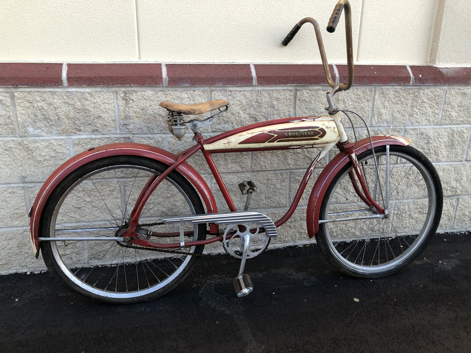 VINTAGE GOODYEAR RAT ROD CUSTOM CRUISER WITH APE HANGER BARS... BARN ...