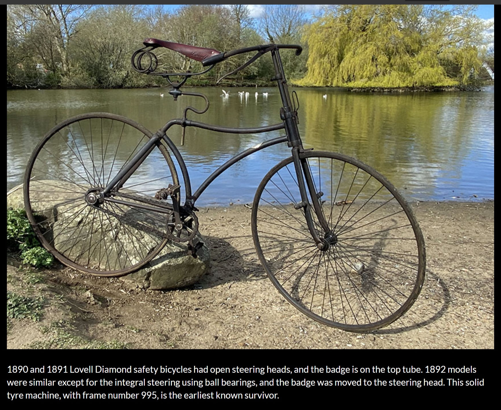 Earliest Known, 1890 Model #1, Iver Johnson, “Lovell Diamond” Hard Tire ...