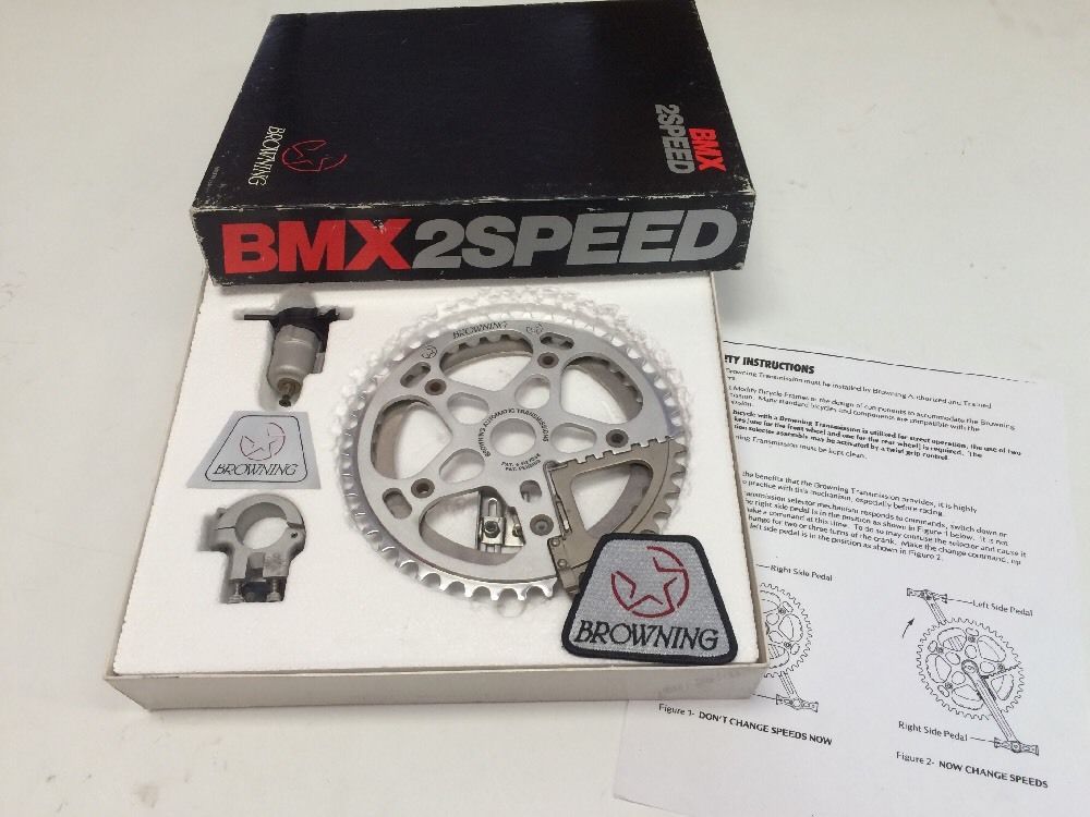 NOS NIB Browning 2 Speed BMX Transmission Double Cranks Vintage RARE ...