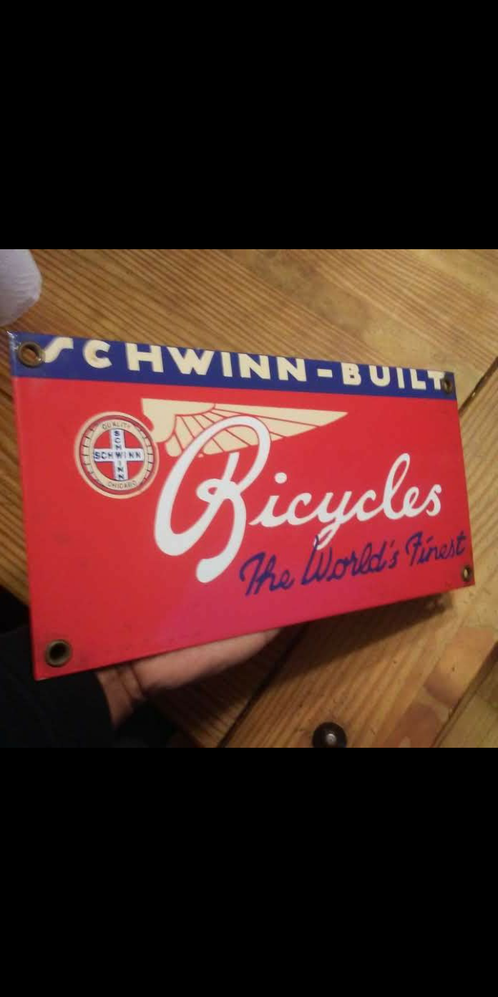 Schwinn built sign porcelain | Sell - Trade: Bicycle Parts, Accessories ...