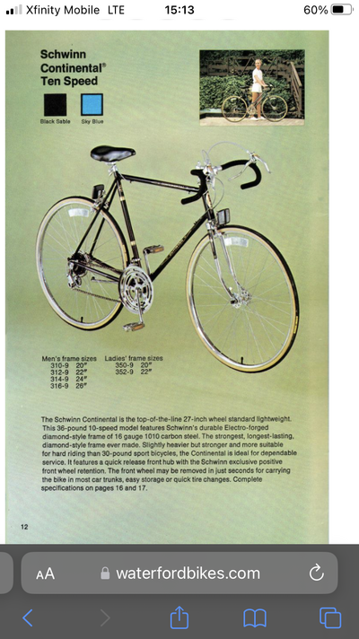 Sold - NOS 1980 Schwinn Continental Frame | Archive (sold or withdrawn ...