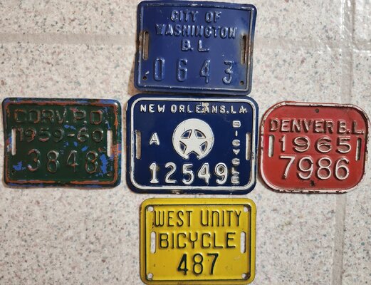 Sold - DOND Nice collection of 10 vintage bicycle license plates plus ...